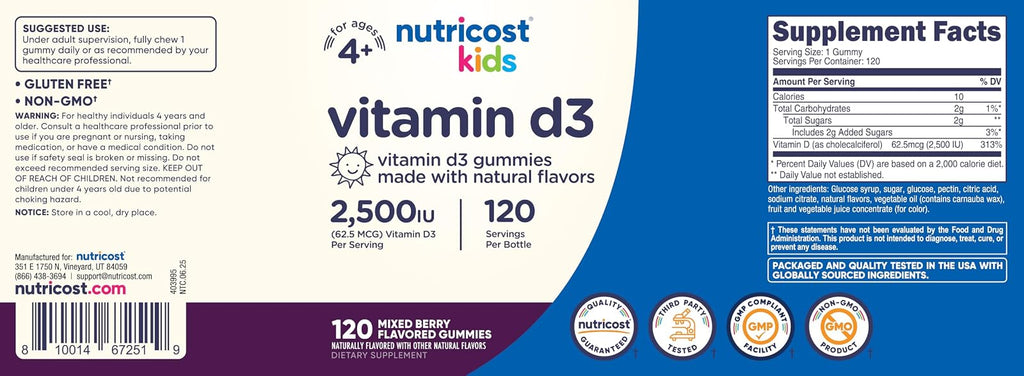 Easy to chew vitamin D3 gummies