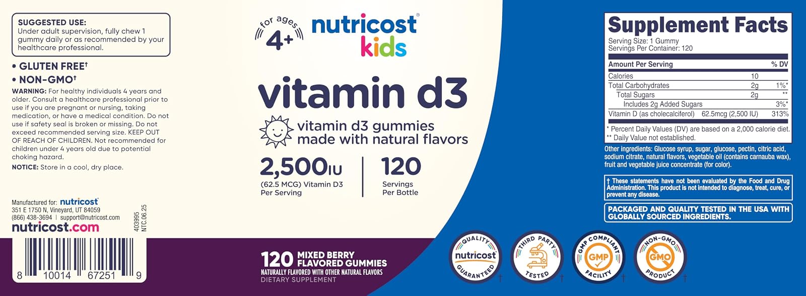 Easy to chew vitamin D3 gummies
