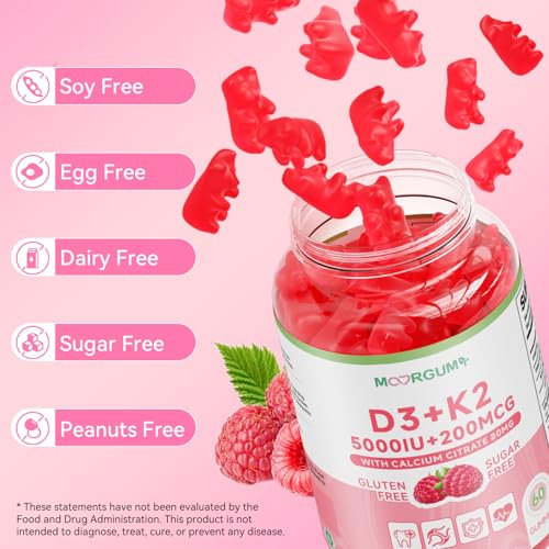 Easy to chew vitamin D3 K2 gummies