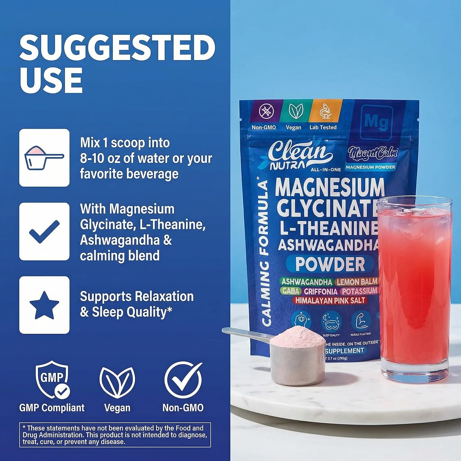 easy-to-mix magnesium glycinate powder