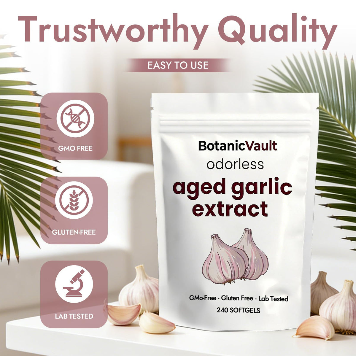 Easy to swallow aged garlic softgels