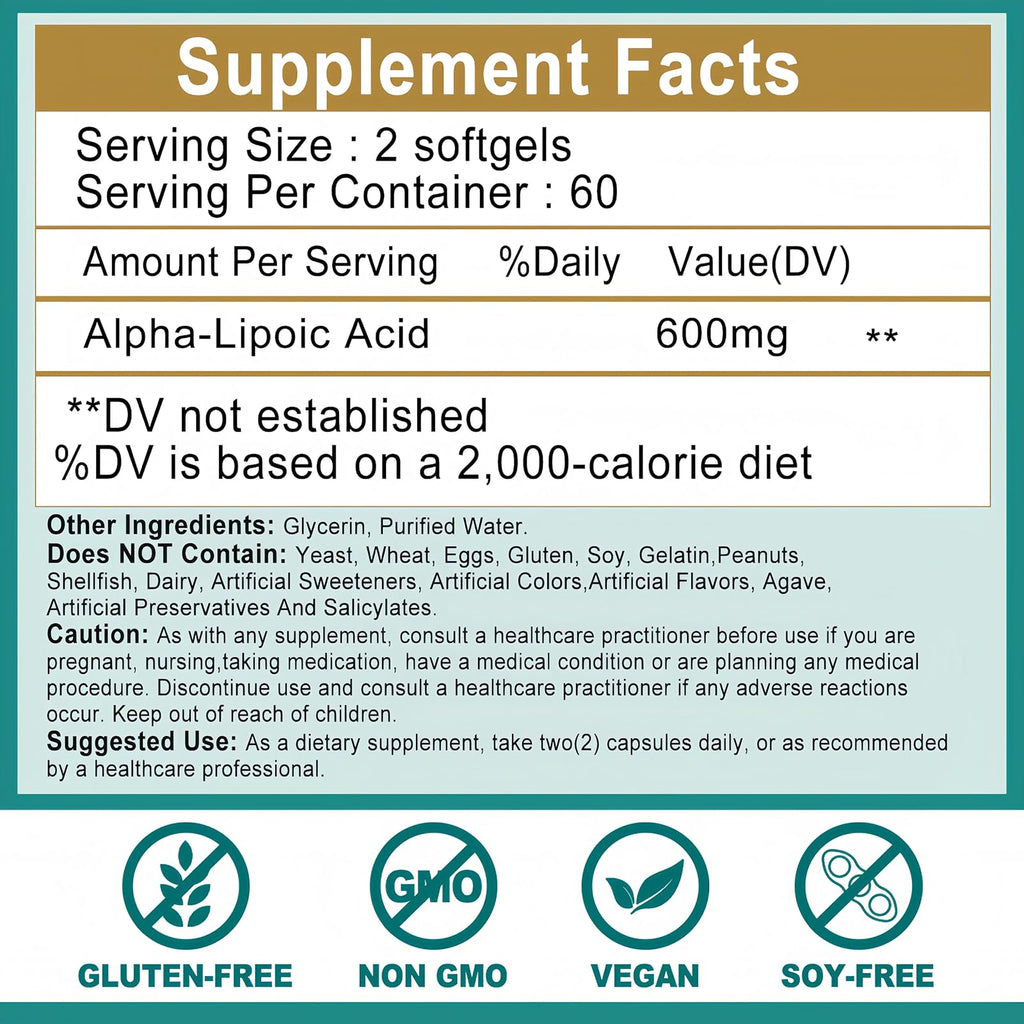 easy to swallow alpha lipoic acid softgels