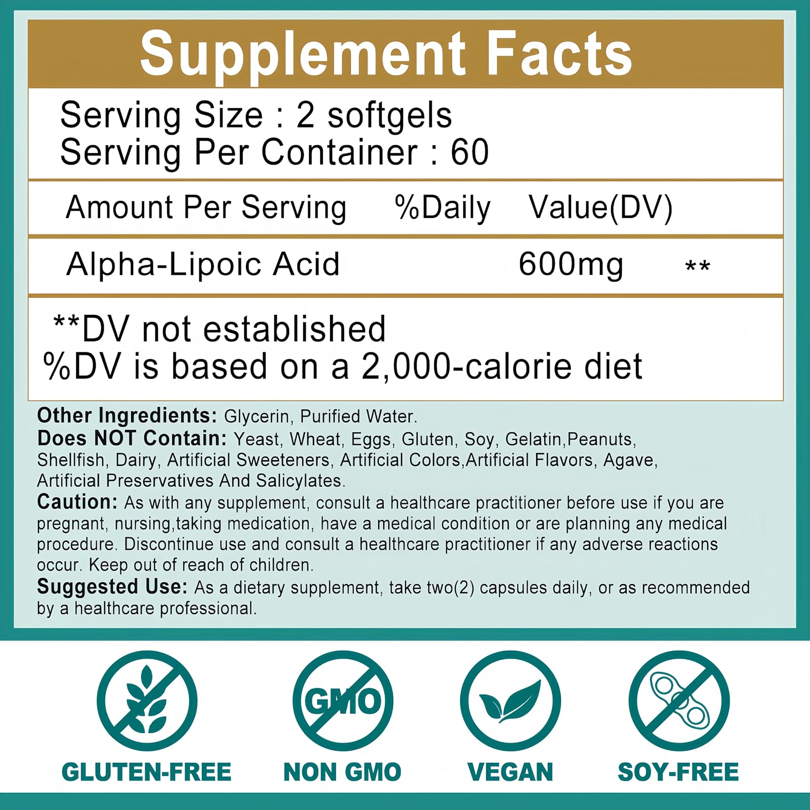 easy to swallow alpha lipoic acid softgels