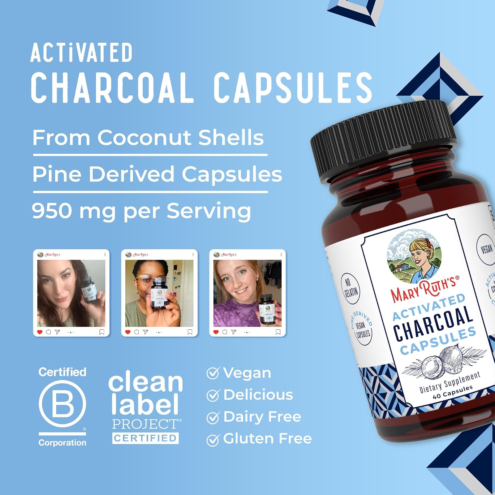 easy-to-swallow charcoal capsules
