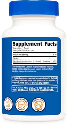 easy-to-swallow chromium tablets for adults