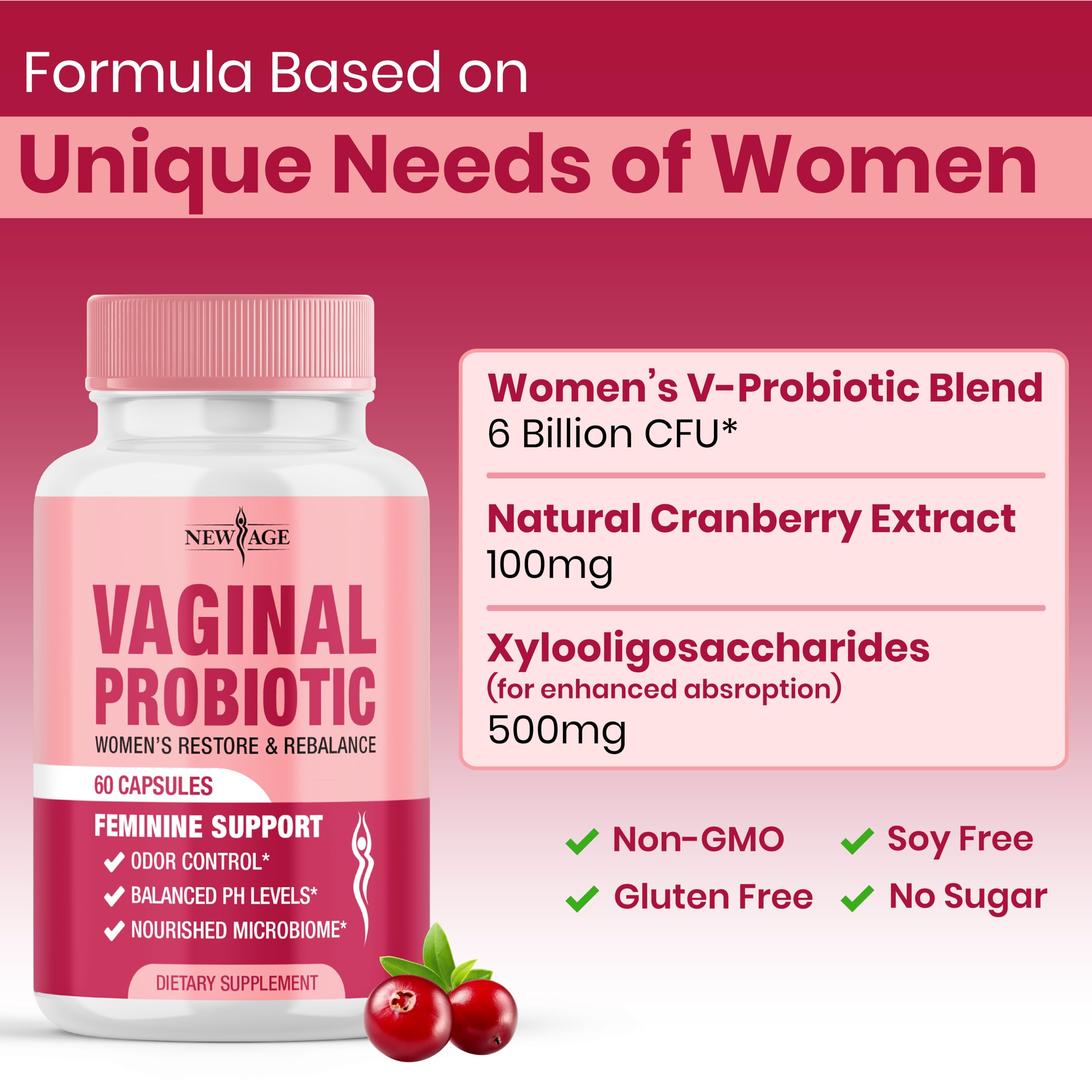 easy-to-swallow cranberry probiotic capsules