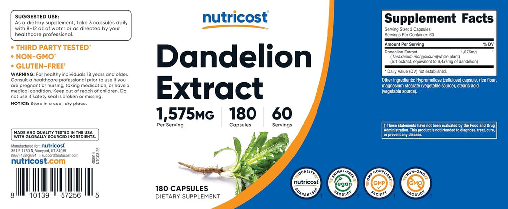 easy-to-swallow dandelion herbal capsules