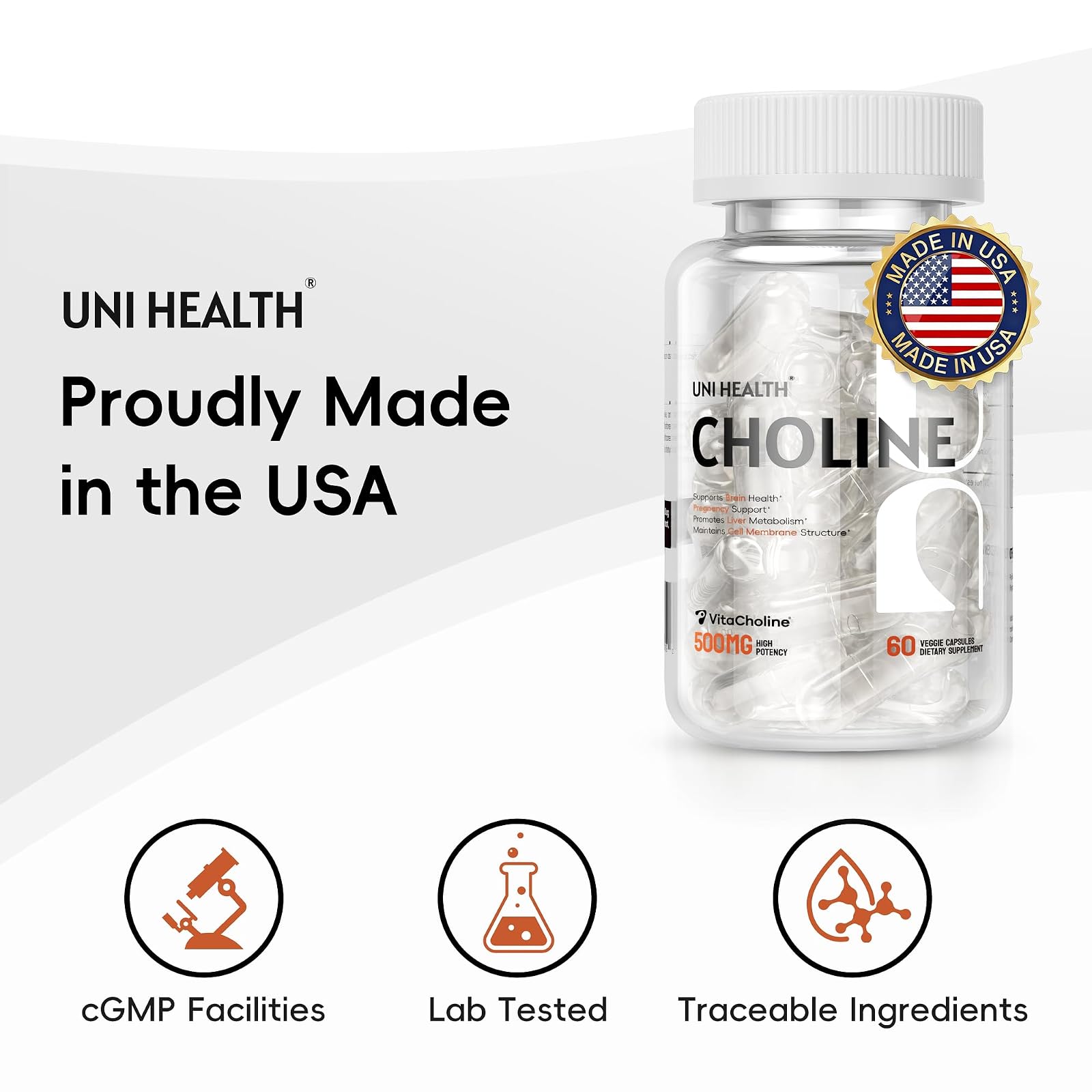 easy-to-swallow liquid choline capsules