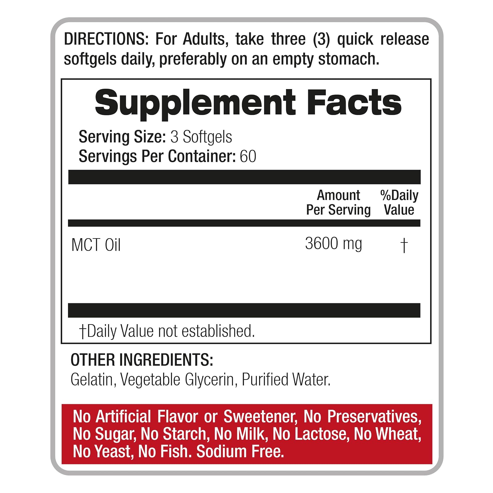 Easy-to-swallow MCT oil softgels