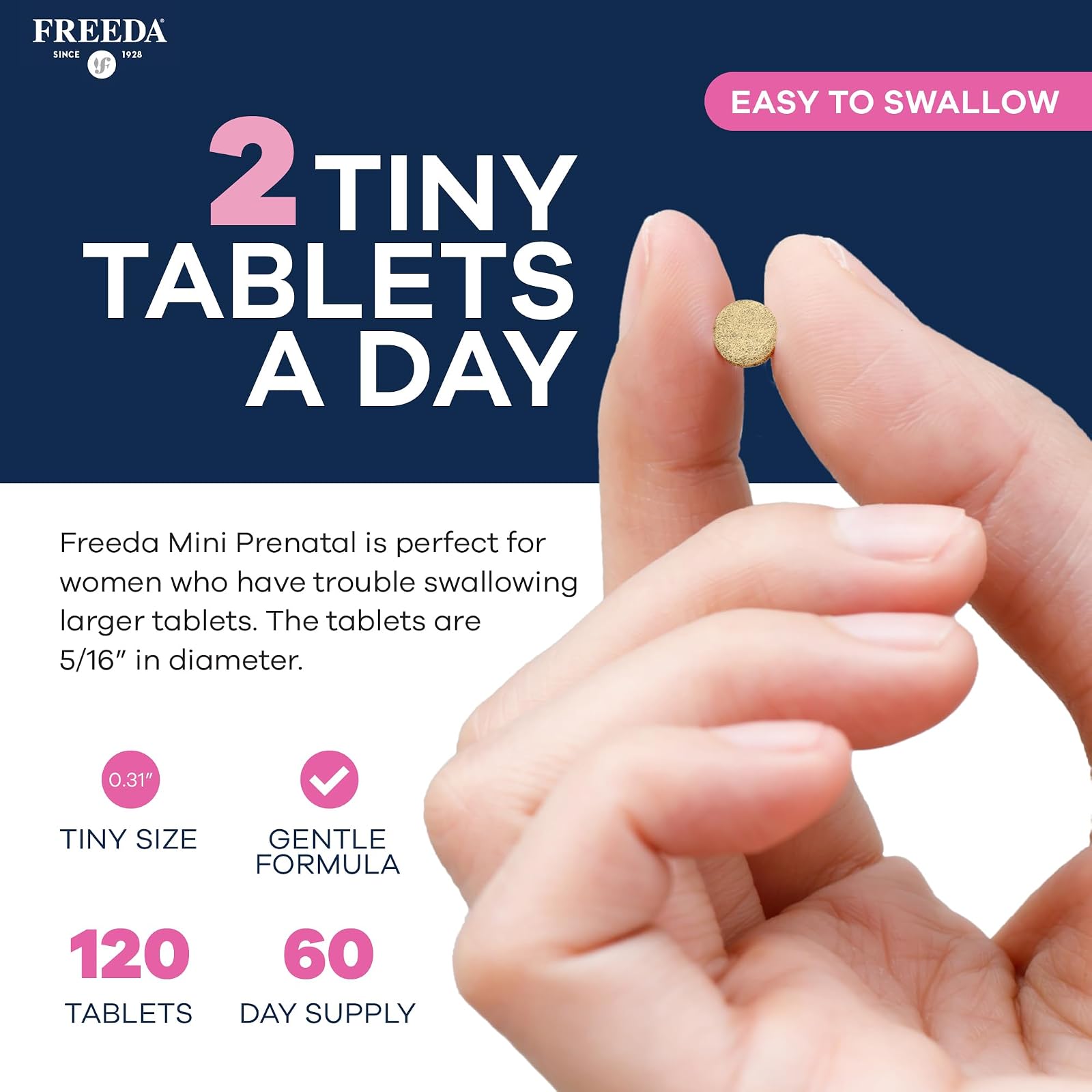 Easy-to-swallow mini prenatal tablets