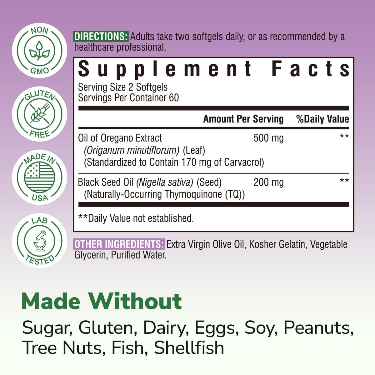 easy-to-swallow oregano oil softgels