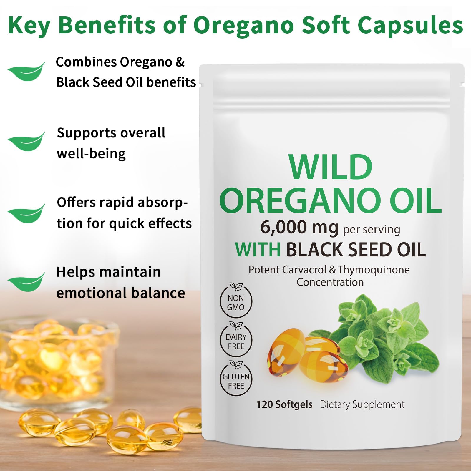 easy-to-swallow oregano oil softgels