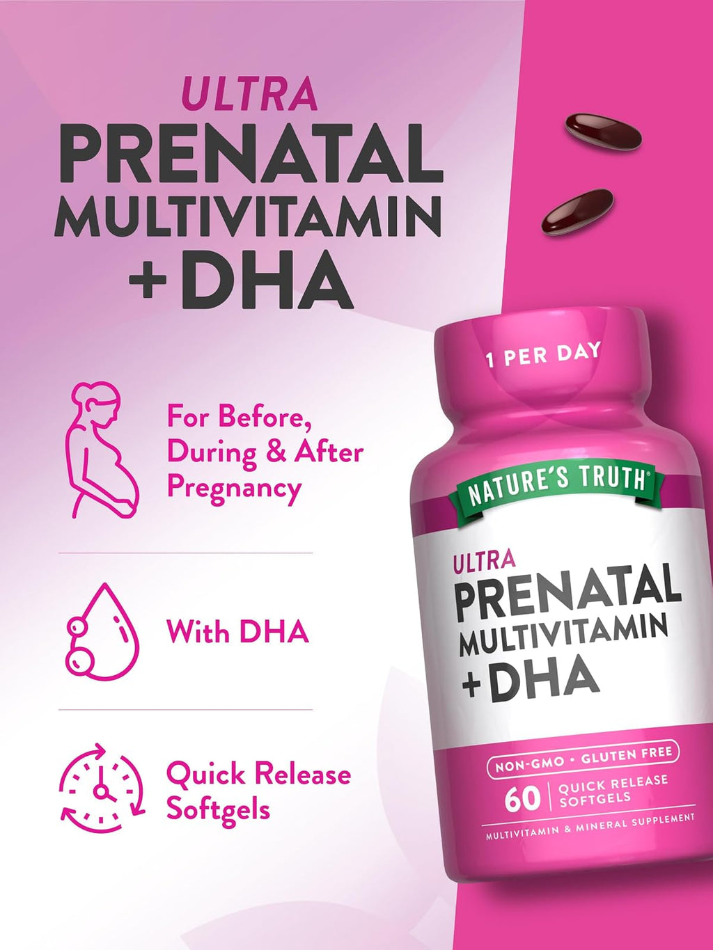 easy-to-swallow prenatal softgels for convenience