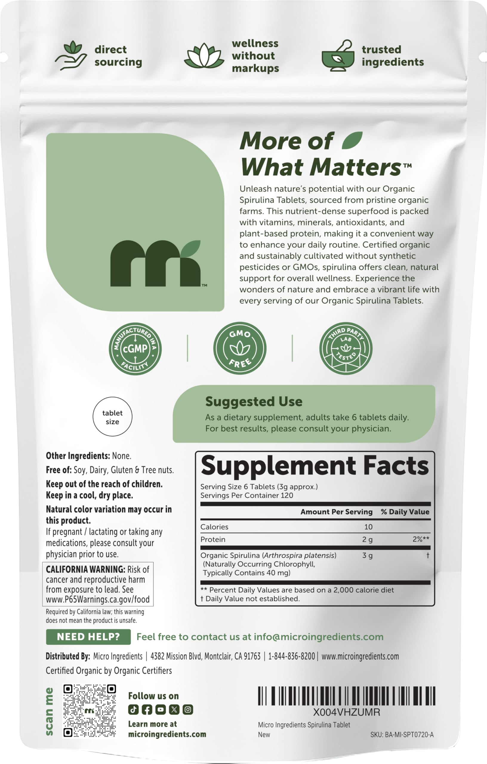 easy-to-swallow spirulina tablets