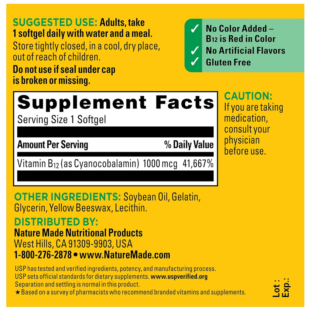 easy to swallow vitamin B12 softgels