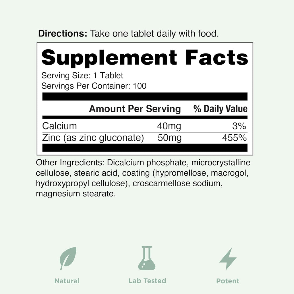 easy-to-swallow zinc tablets