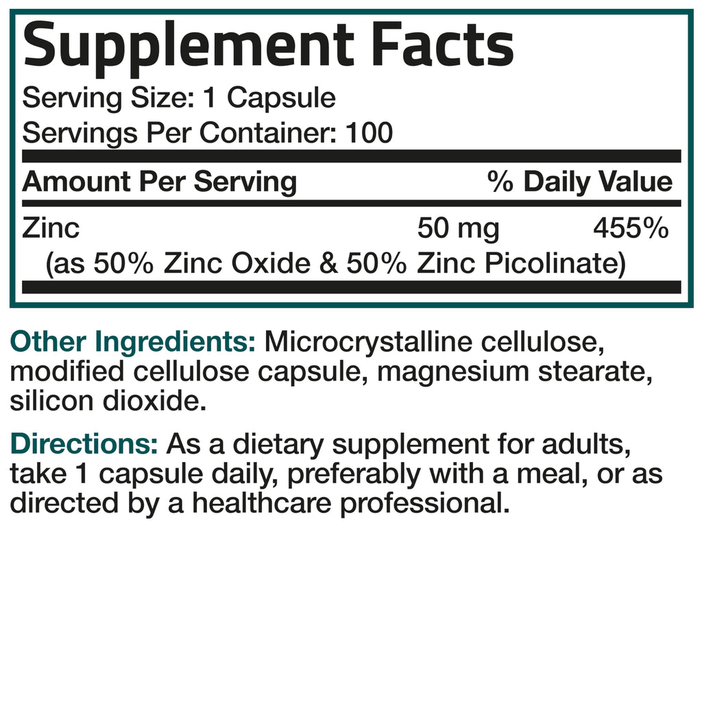 easy-to-swallow zinc vegetarian capsules