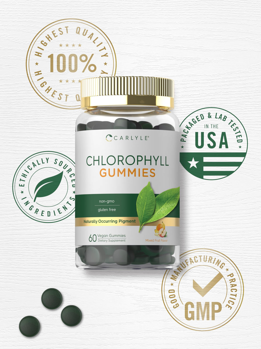 Easy-to-take chlorophyll gummy vitamins