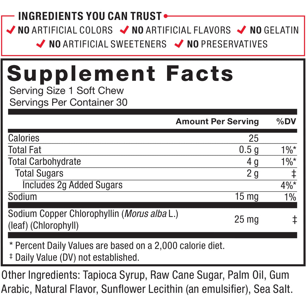 easy-to-take chlorophyll soft chews for energy