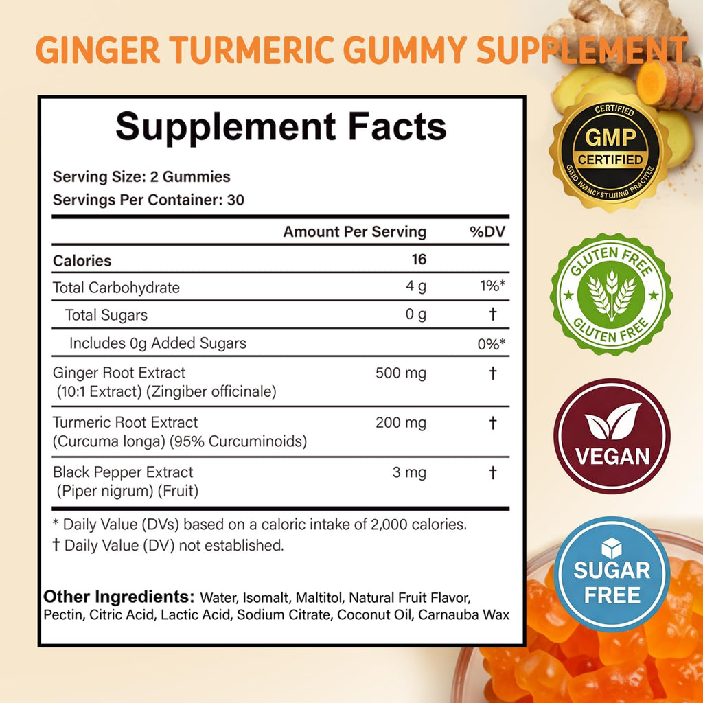 Easy-to-take ginger turmeric gummies