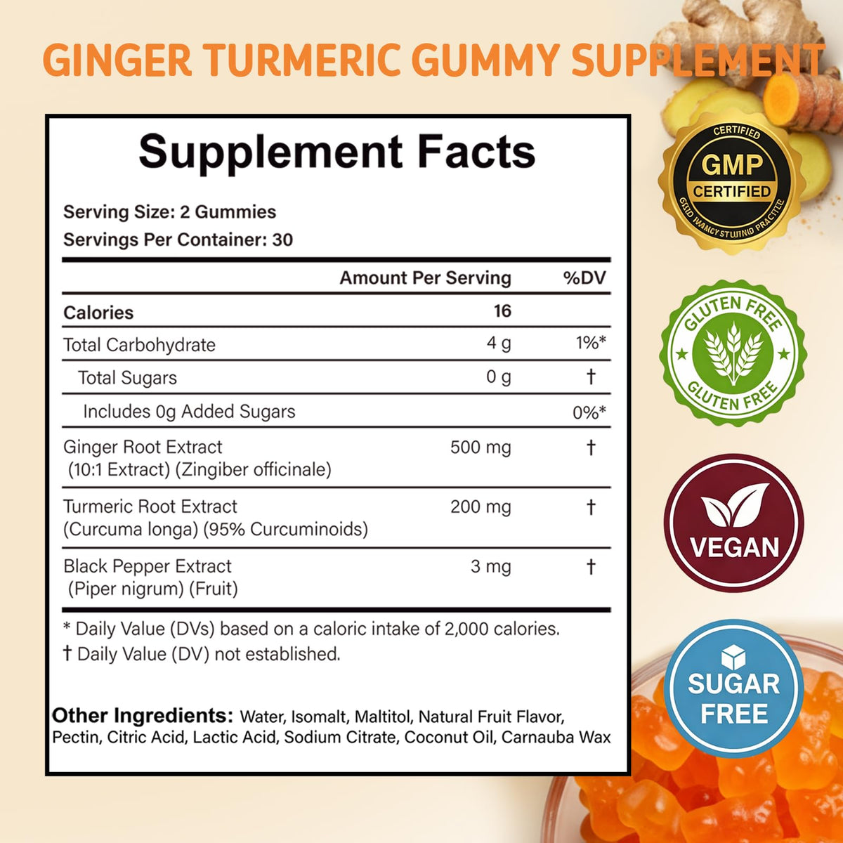 Easy-to-take ginger turmeric gummies