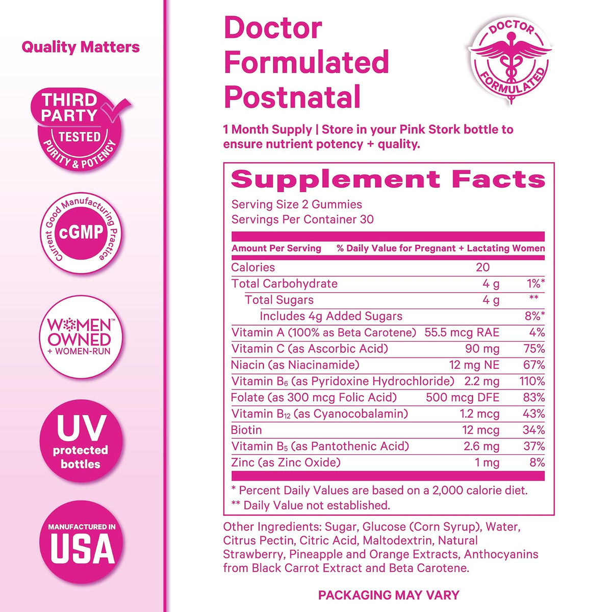 Easy-to-take gummies for postpartum health