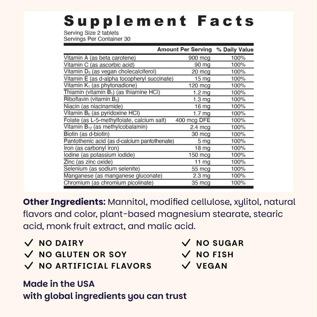 easy to take multivitamin tablets
