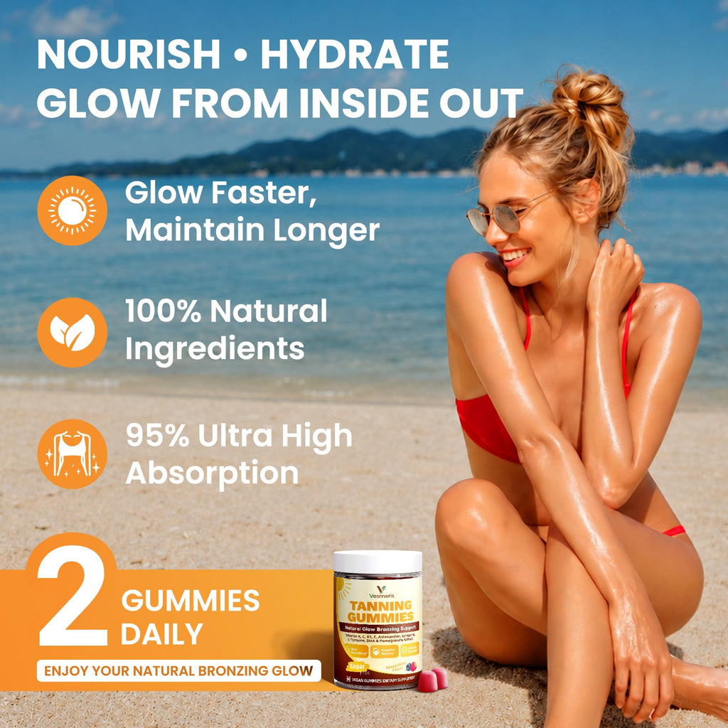 Easy-to-take tanning gummies for bronzed skin