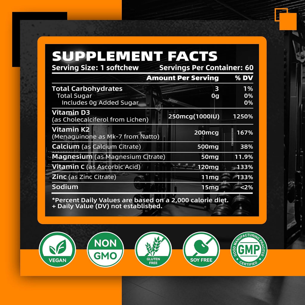 Easy-to-take Vitamin D3 K2 chews