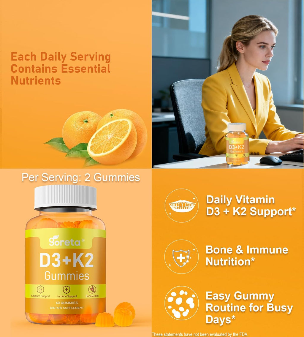 Easy-to-take Vitamin D3 K2 gummies