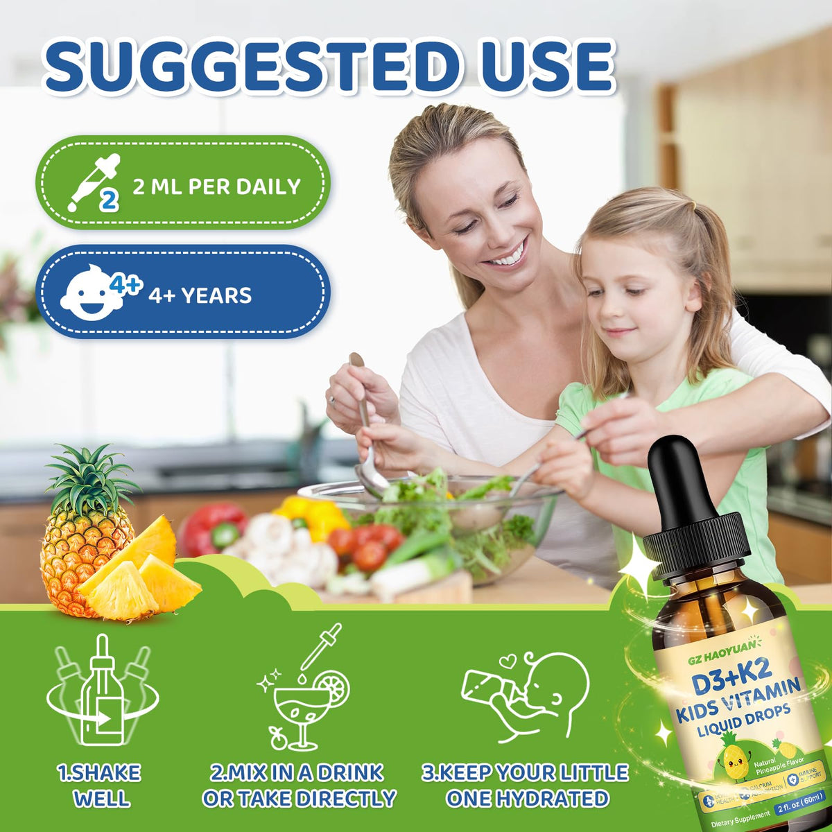 Easy-to-use liquid vitamin drops