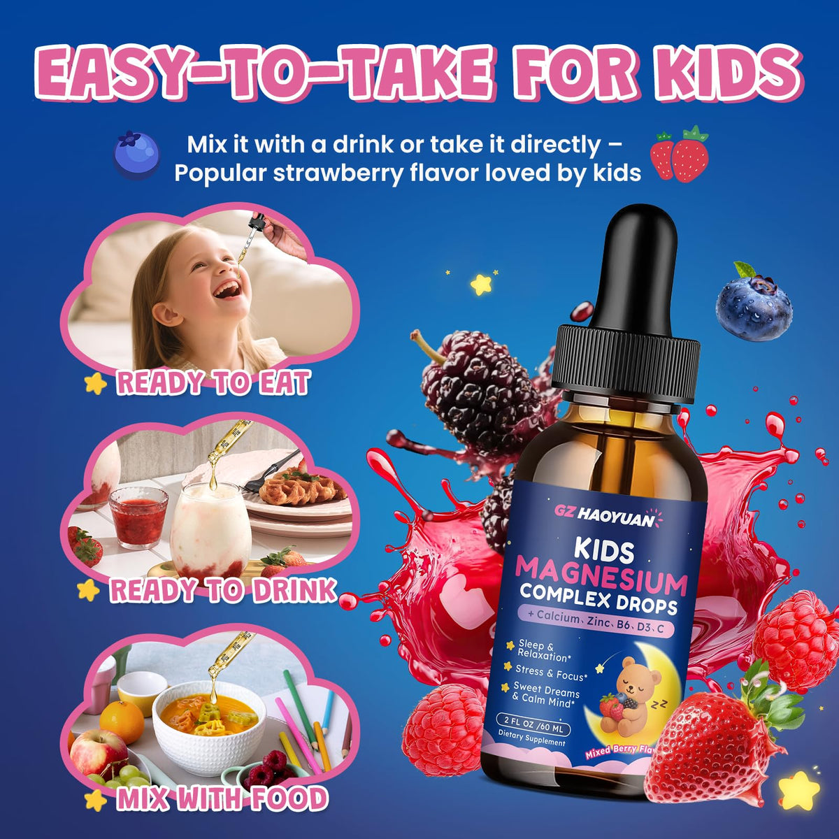 Easy-to-use magnesium drops for children