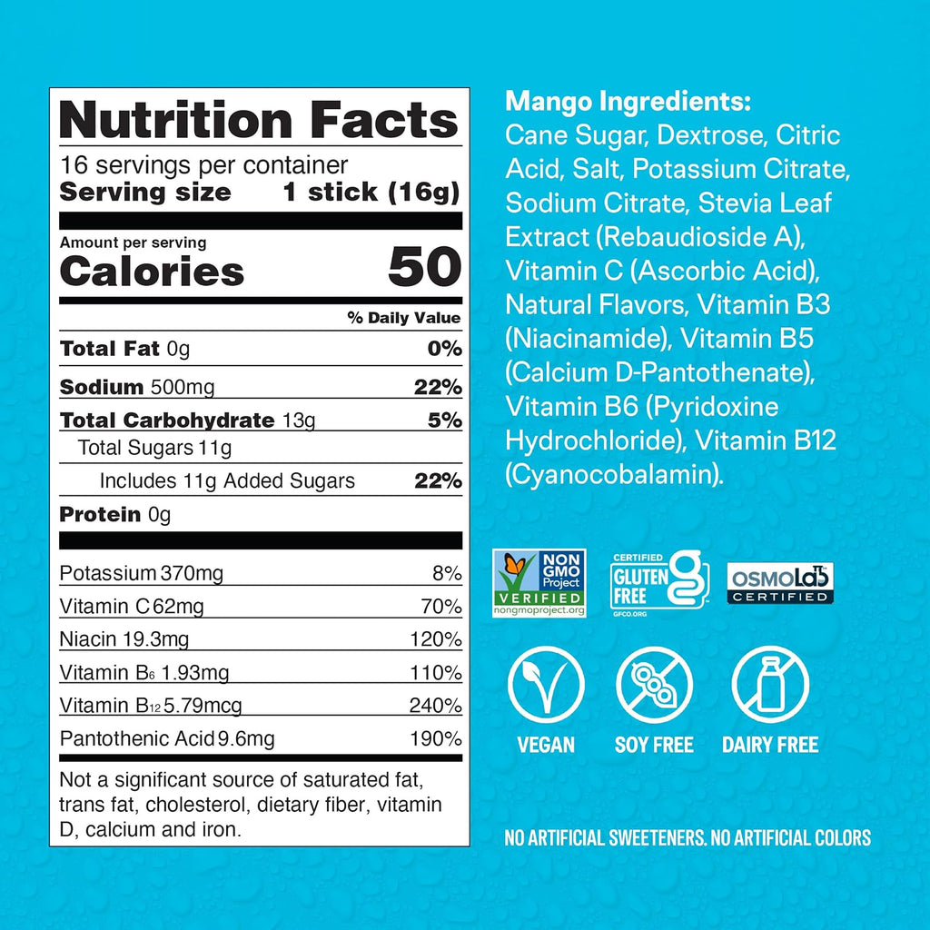 easy-to-use mango electrolyte sachets