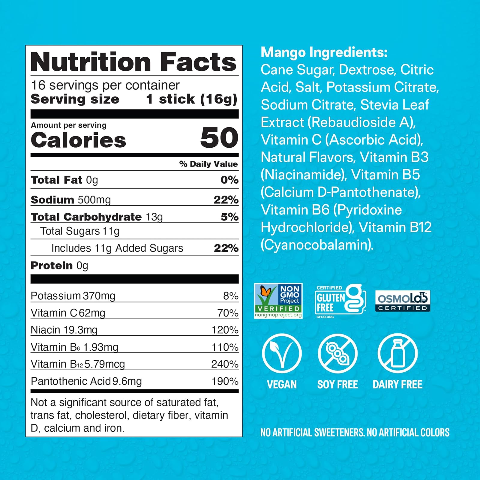 easy-to-use mango electrolyte sachets