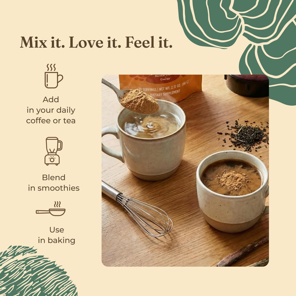 easy-to-use mushroom powder for smoothies
