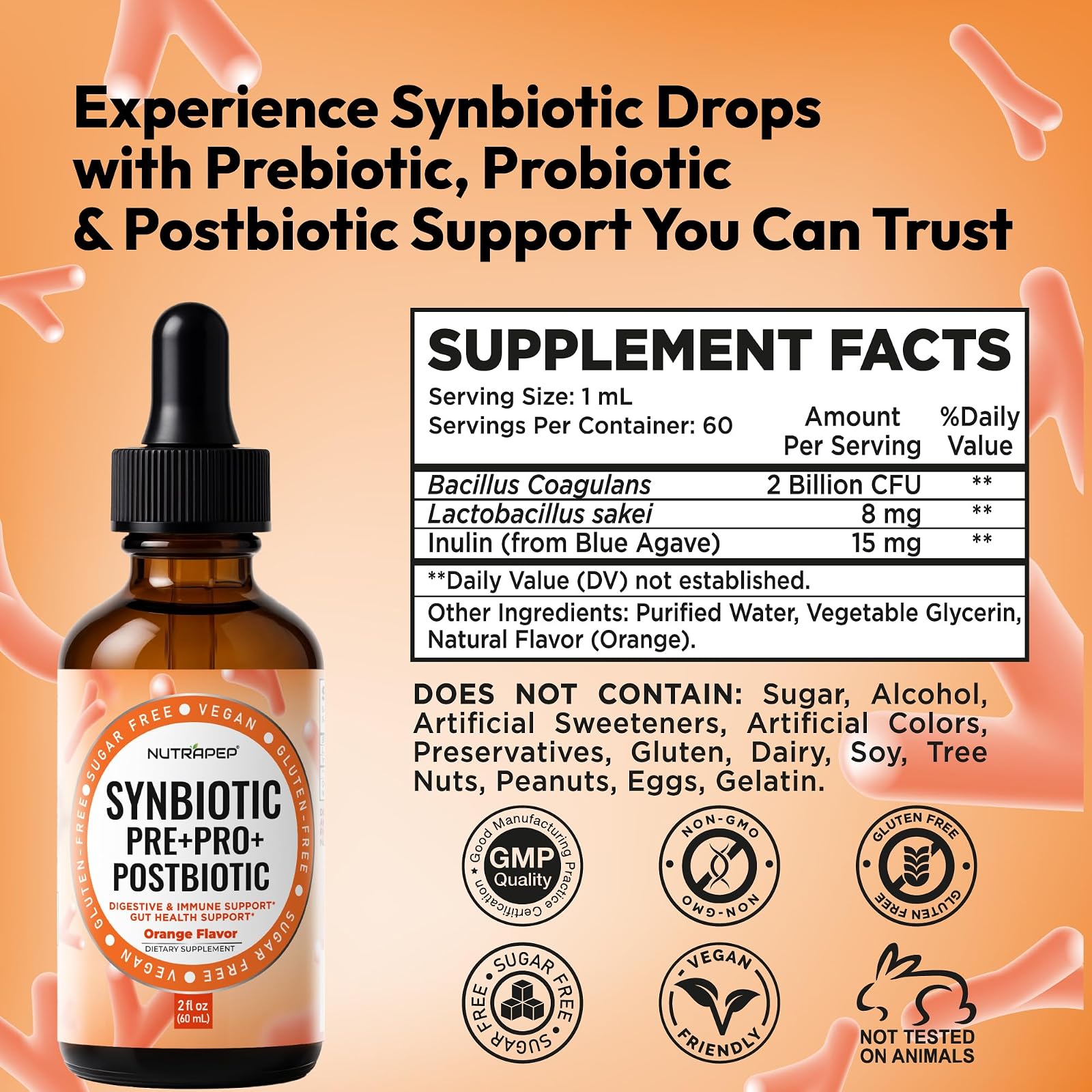 easy-to-use prebiotic liquid drops
