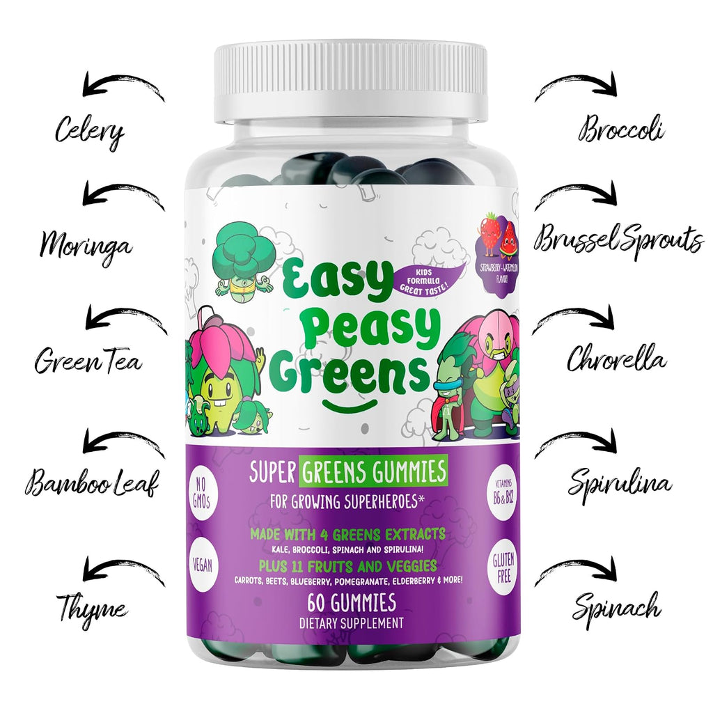 EasyPeasyGreens daily veggie gummies for healthy growth