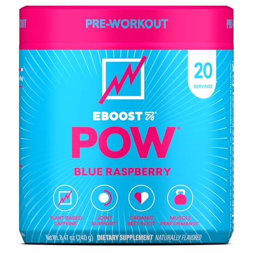 EBOOST pre-workout powder blue raspberry
