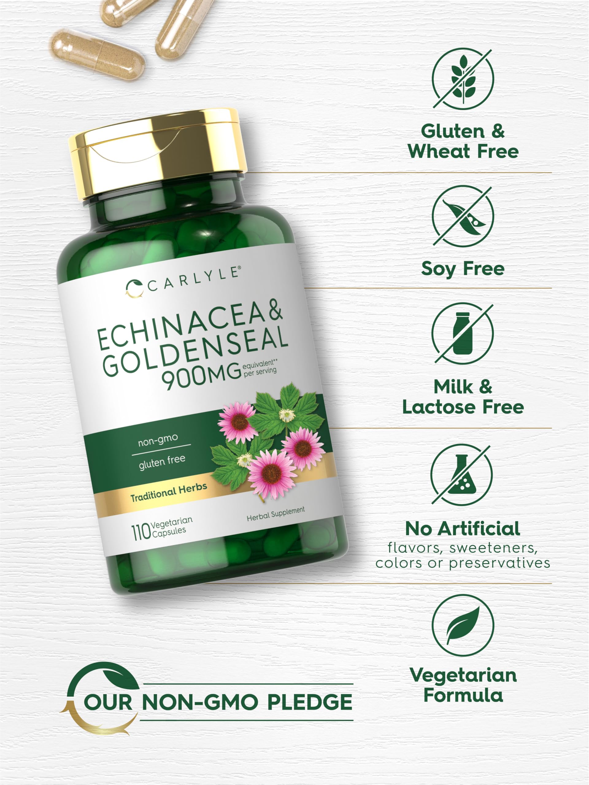 Echinacea capsules for herbal remedy