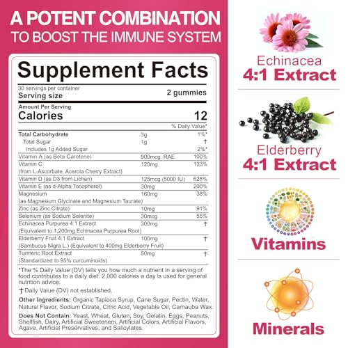 Echinacea infused elderberry gummy vitamins