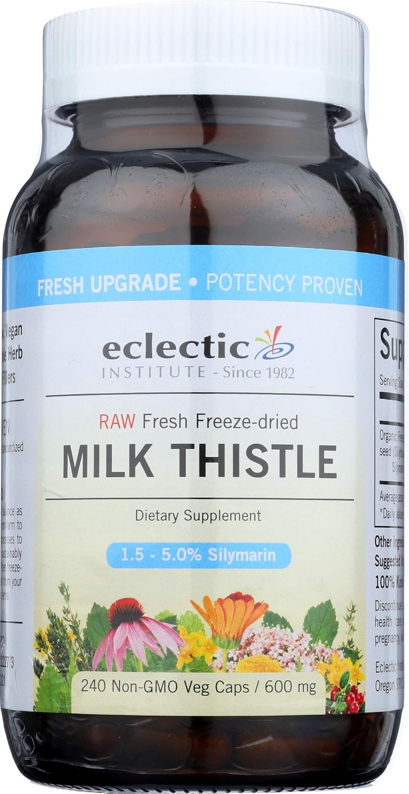 Eclectic Milk Thistle 600 mg capsules for liver health