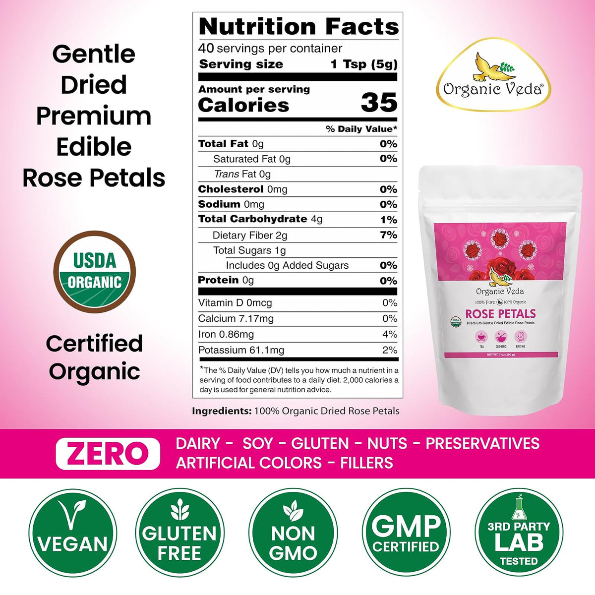 Edible rose petals for herbal infusions