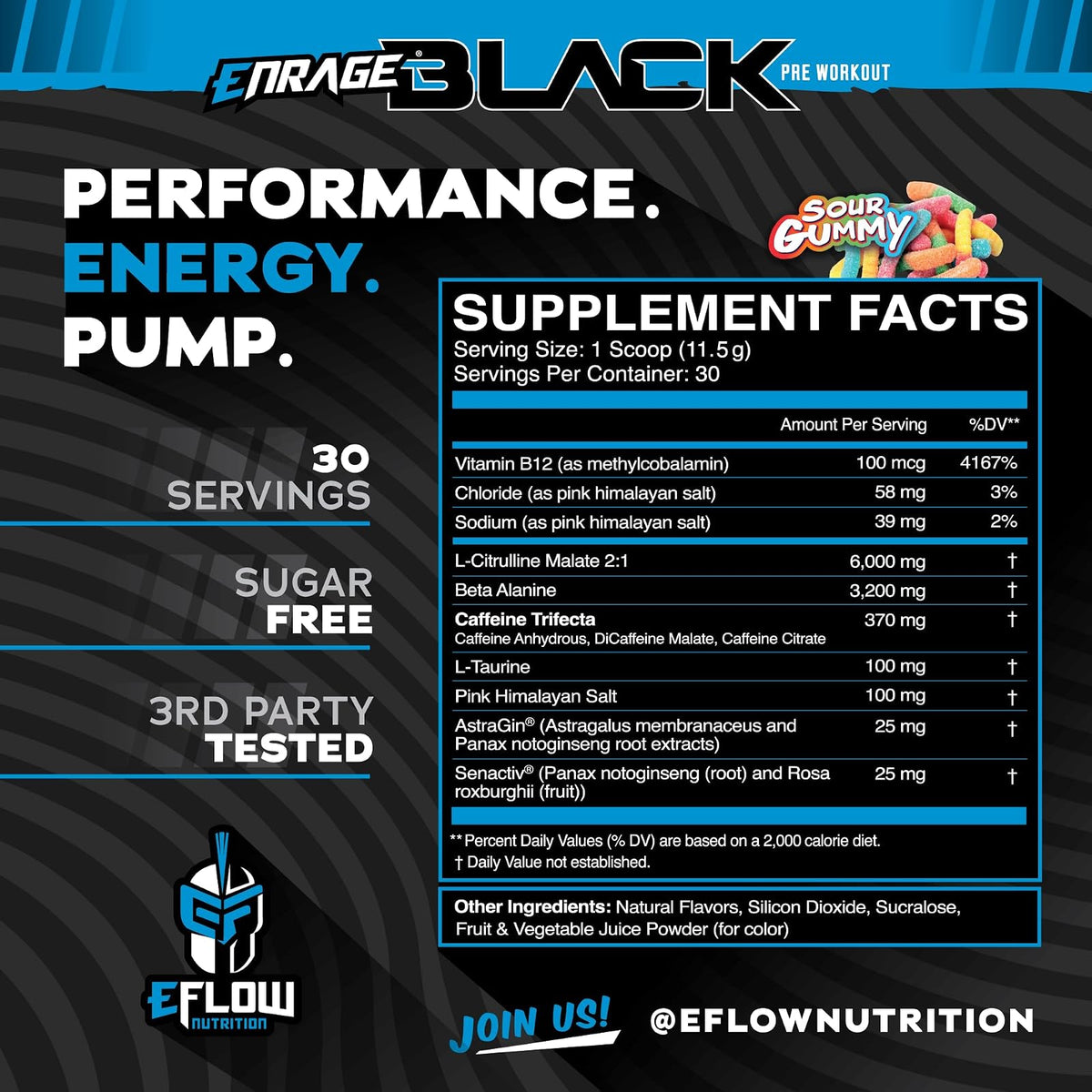 eFlow Nutrition Enrage Black pre workout for intense workouts