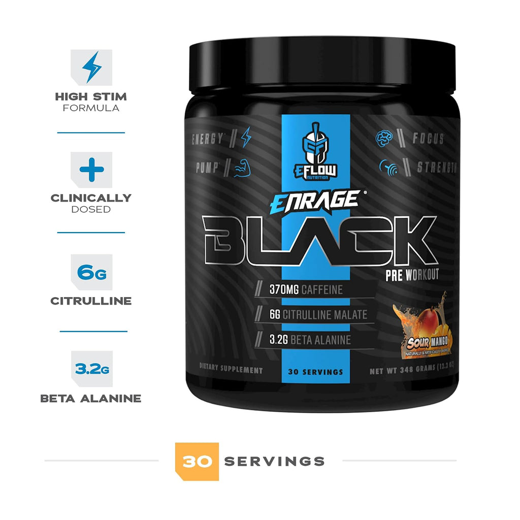 eFlow Nutrition Enrage Black pre workout for muscle gains