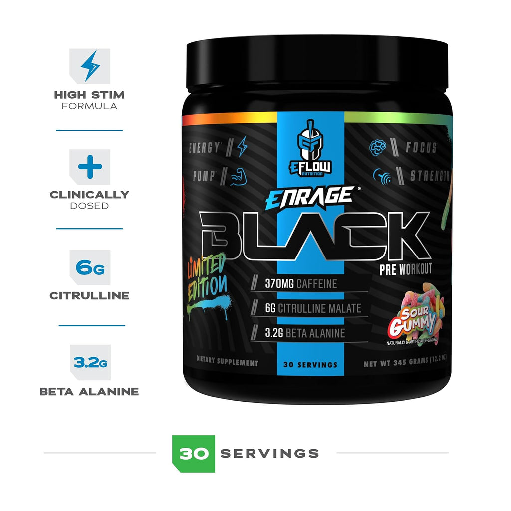 eFlow Nutrition Enrage Black pre workout for muscle pump