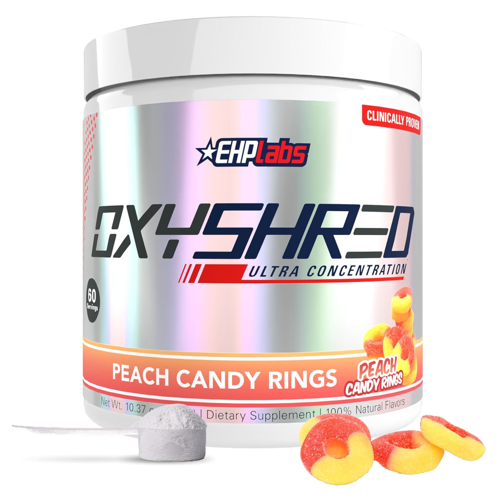 EHP Labs pre-workout powder peach flavour