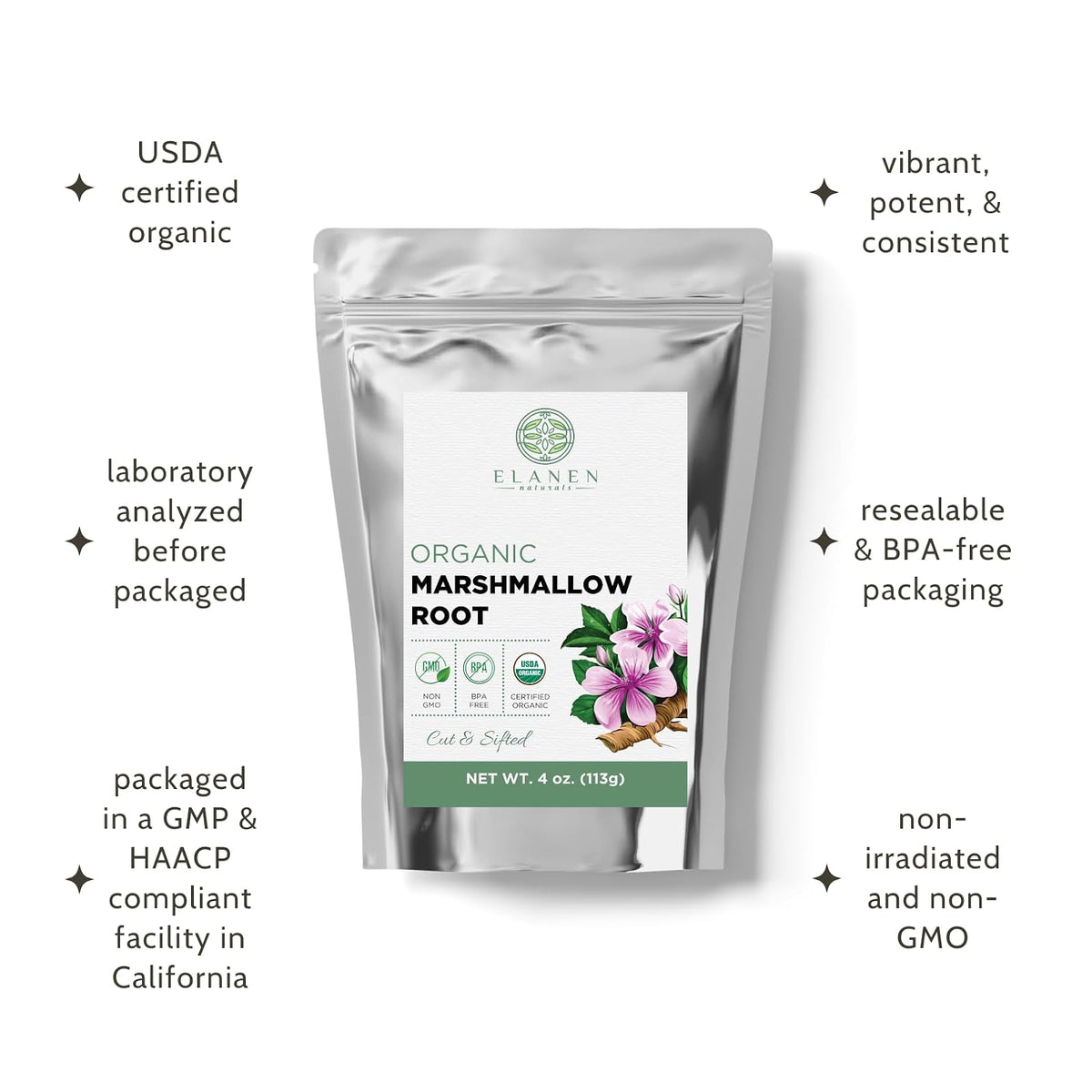 Elanden Naturals marshmallow root for skin care