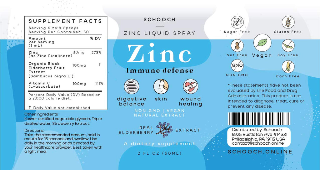 Elderberry and vitamin C zinc spray