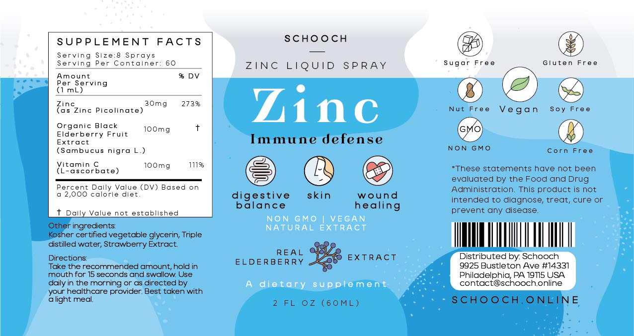 Elderberry and vitamin C zinc spray