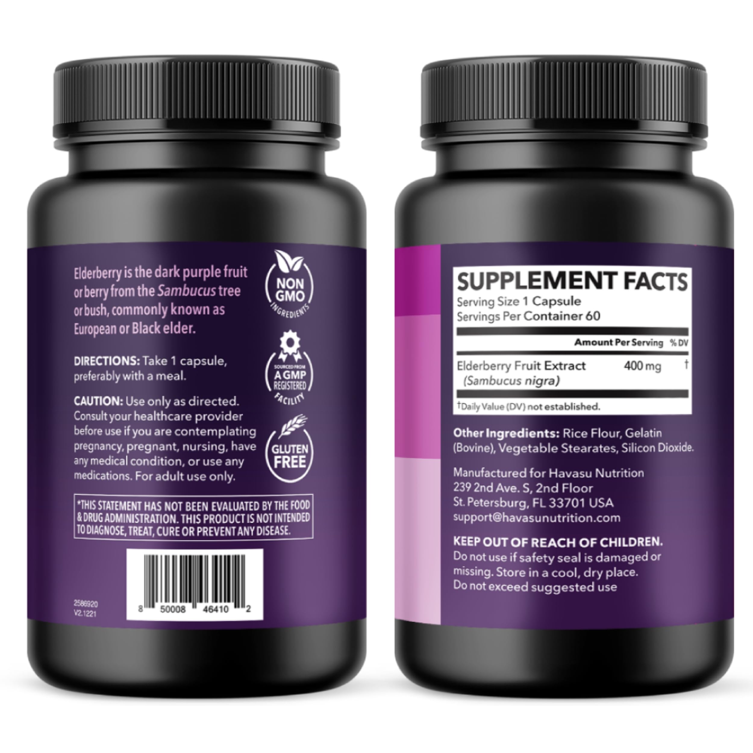 Elderberry capsules with natural ingredients